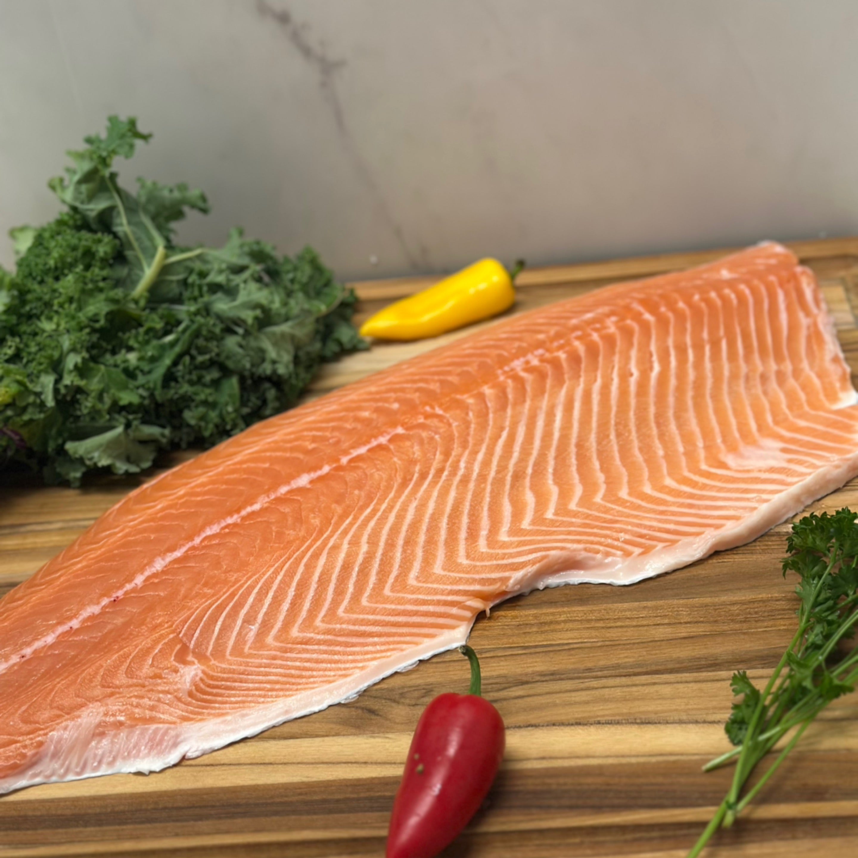 Norwegian Salmon Fillet (Full Side - 5-6 lbs) | George's Seafood